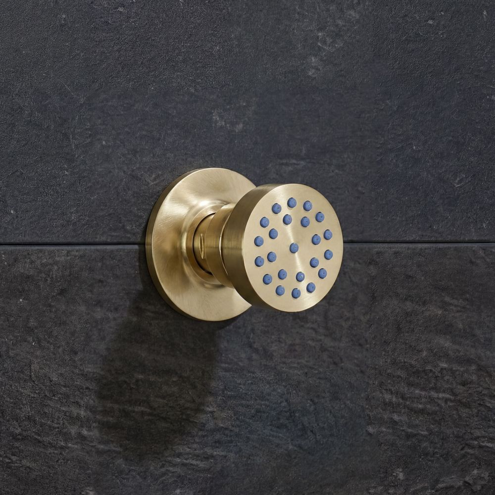 Milano Orta - Brushed Brass Push Button Thermostatic Shower with Hand ...