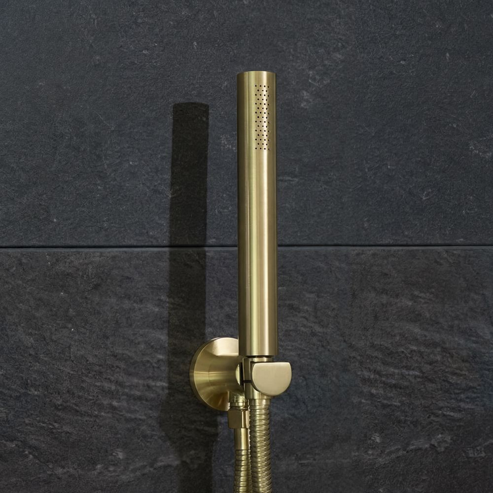 Milano Orta - Brushed Brass Push Button Thermostatic Shower with ...
