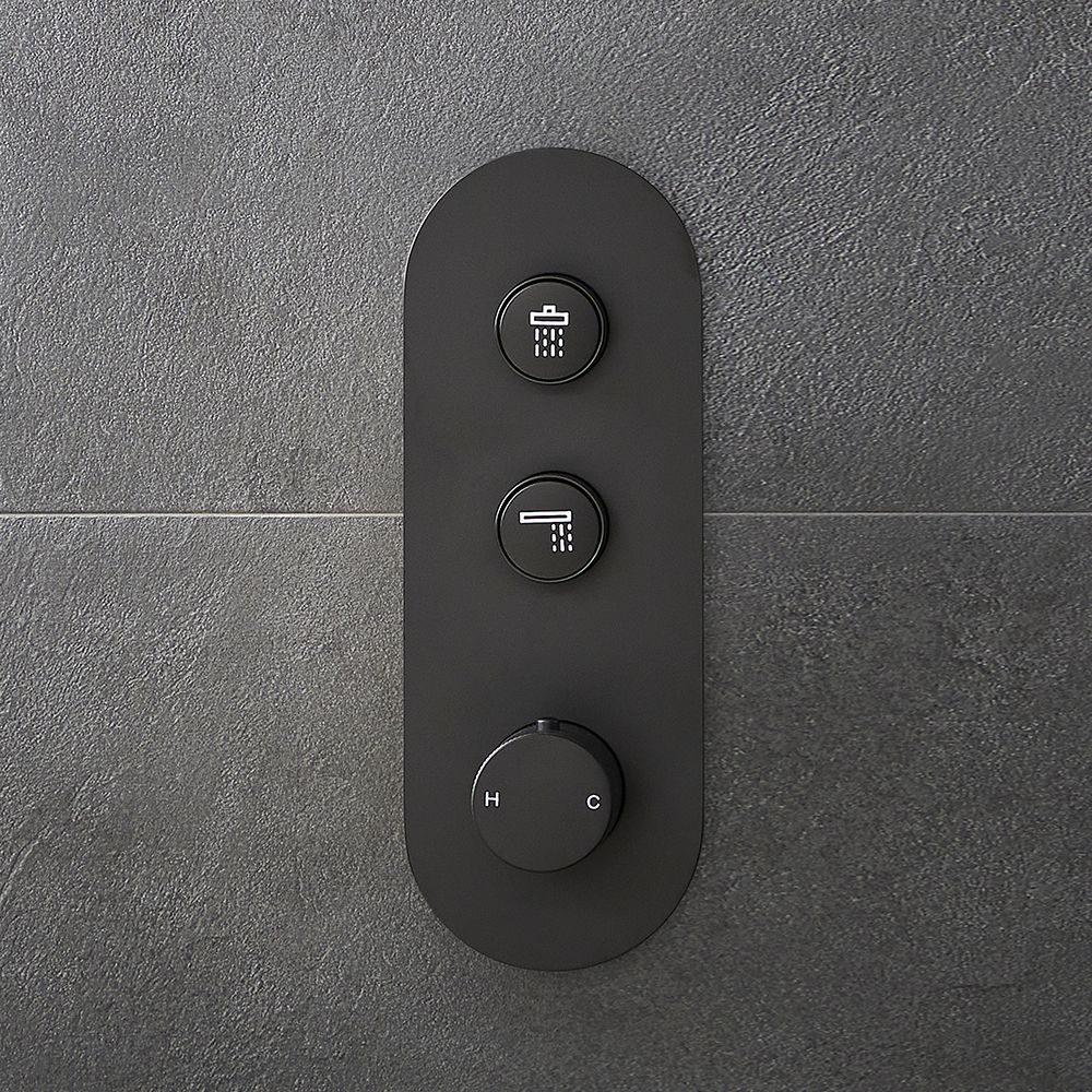 Milano Orta - Black Thermostatic Push Button Shower with Shower Head (2 ...