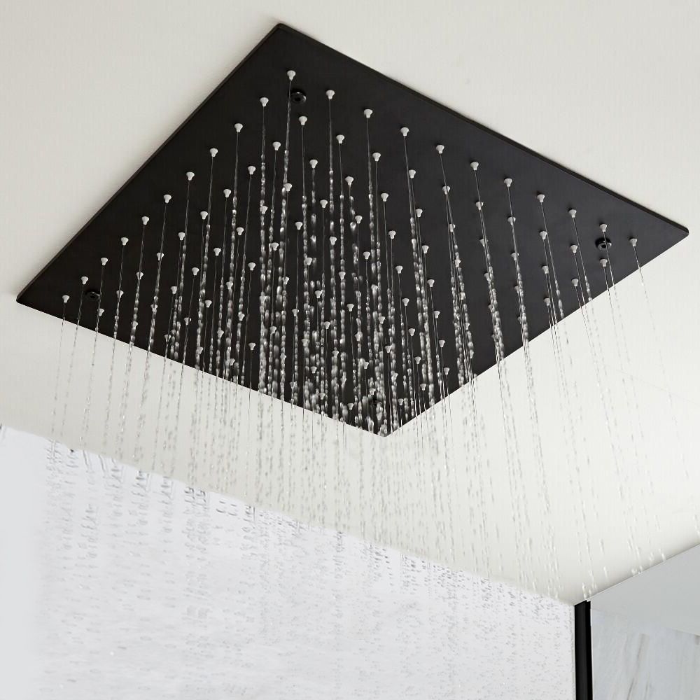 Milano Nero - Modern 400mm Square Ceiling Mounted Recessed Shower Head ...