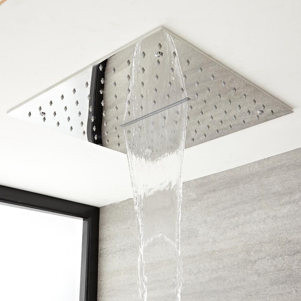 Milano Arvo - Modern 400mm Square Ceiling Mounted Recessed Shower Head ...