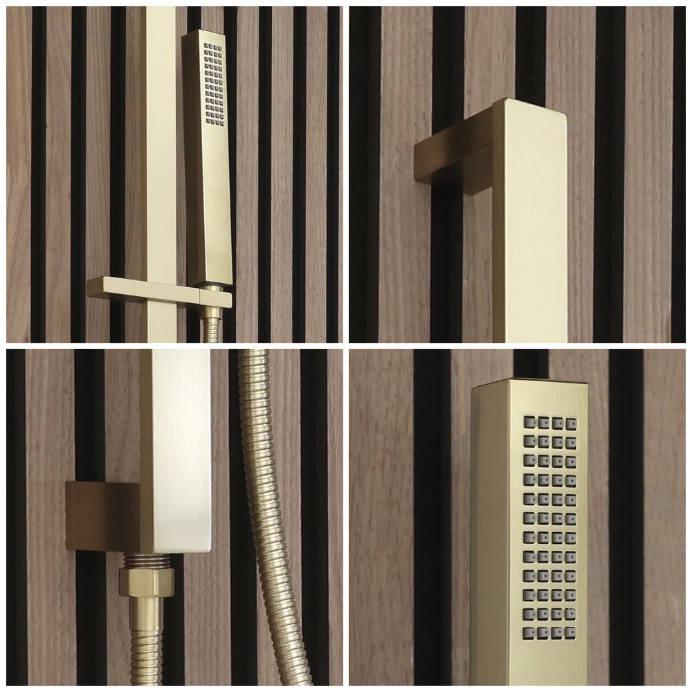 Milano Lyra - Modern Riser Rail Kit with Hand Shower - Brushed Brass
