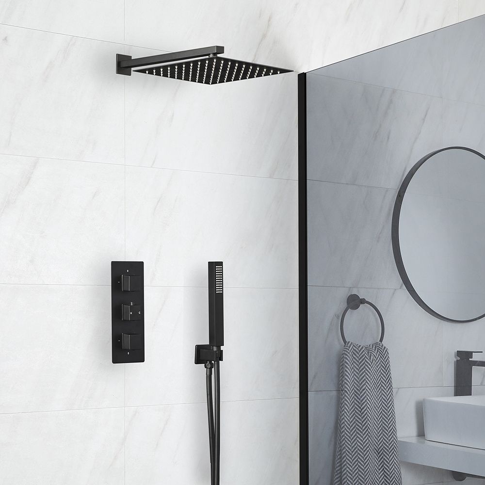Milano Preto - Black Thermostatic Shower with Shower Head and Hand ...