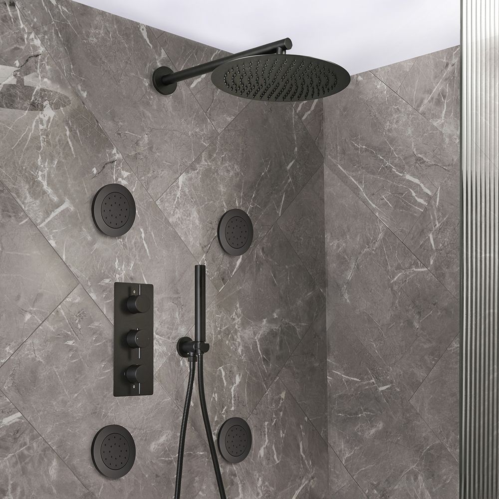 Milano Otto - Modern Thermostatic Shower with Wall Mounted Shower Head ...
