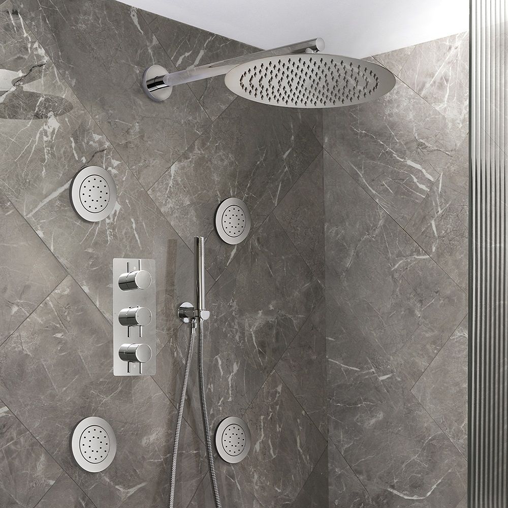 Milano Otto - Modern Thermostatic Shower with Wall Mounted Shower Head ...