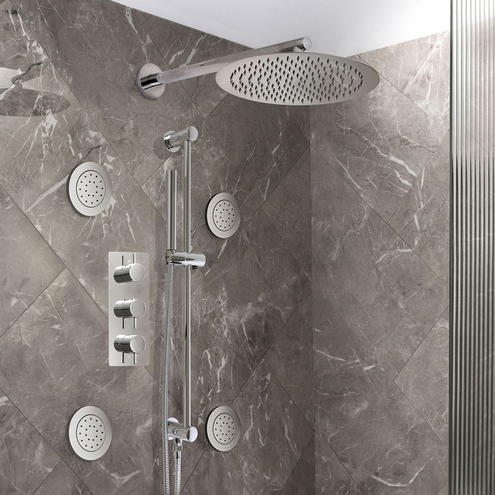 Milano Otto - Modern Thermostatic Shower with Wall Mounted Shower Head ...