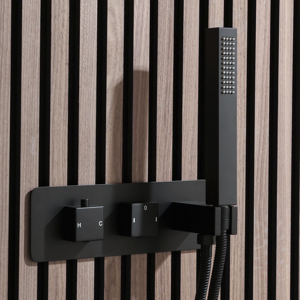 Milano Preto - Thermostatic Shower with Diverter and Hand Shower - Black