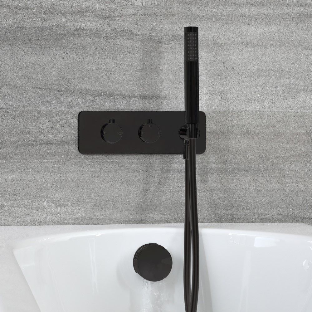 Milano Nero - Black Thermostatic Shower with Diverter, Overflow Bath ...