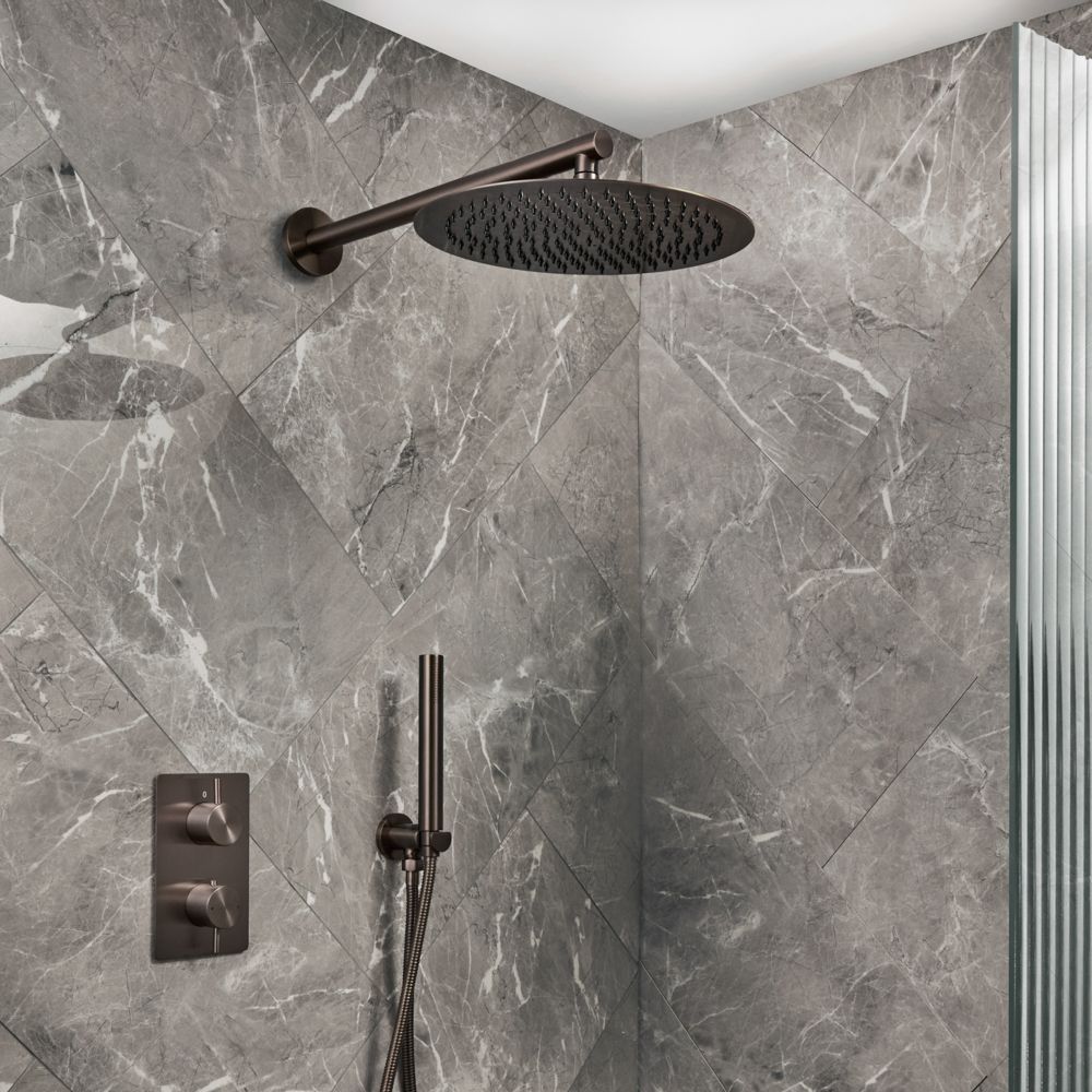 Milano Otto - Modern Thermostatic Shower with Wall Mounted Shower Head ...