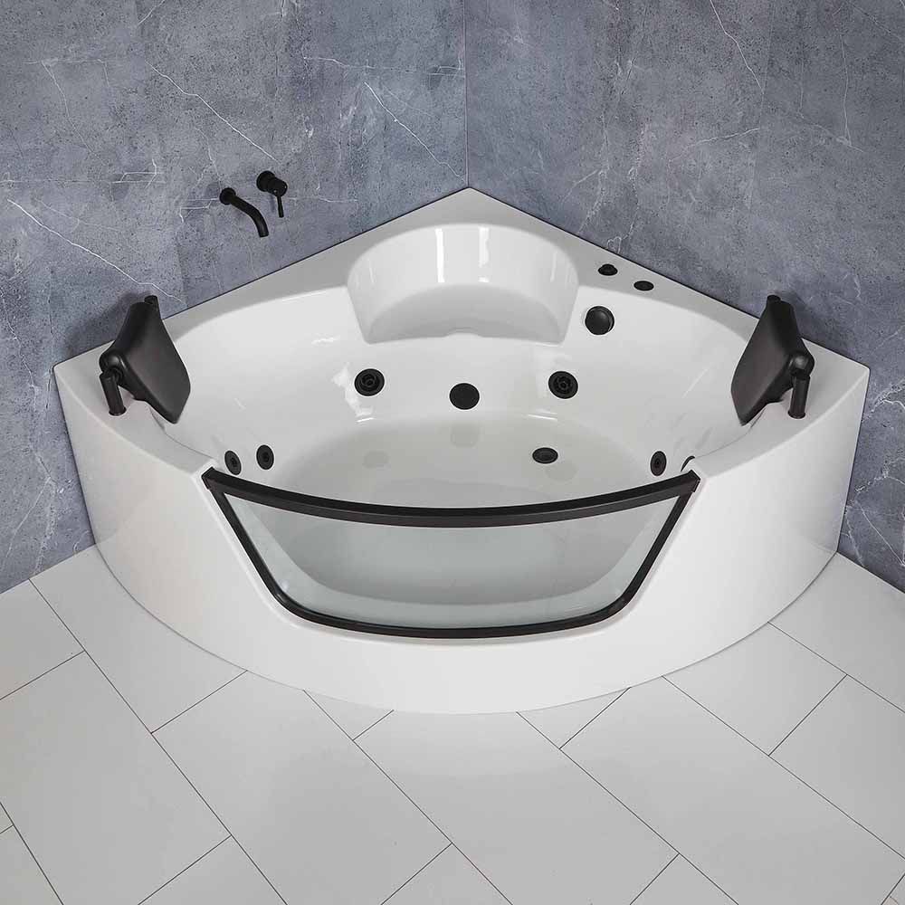 Milano Breeze - Whirlpool Corner Spa Bath - 1400mm x 1400mm - Black