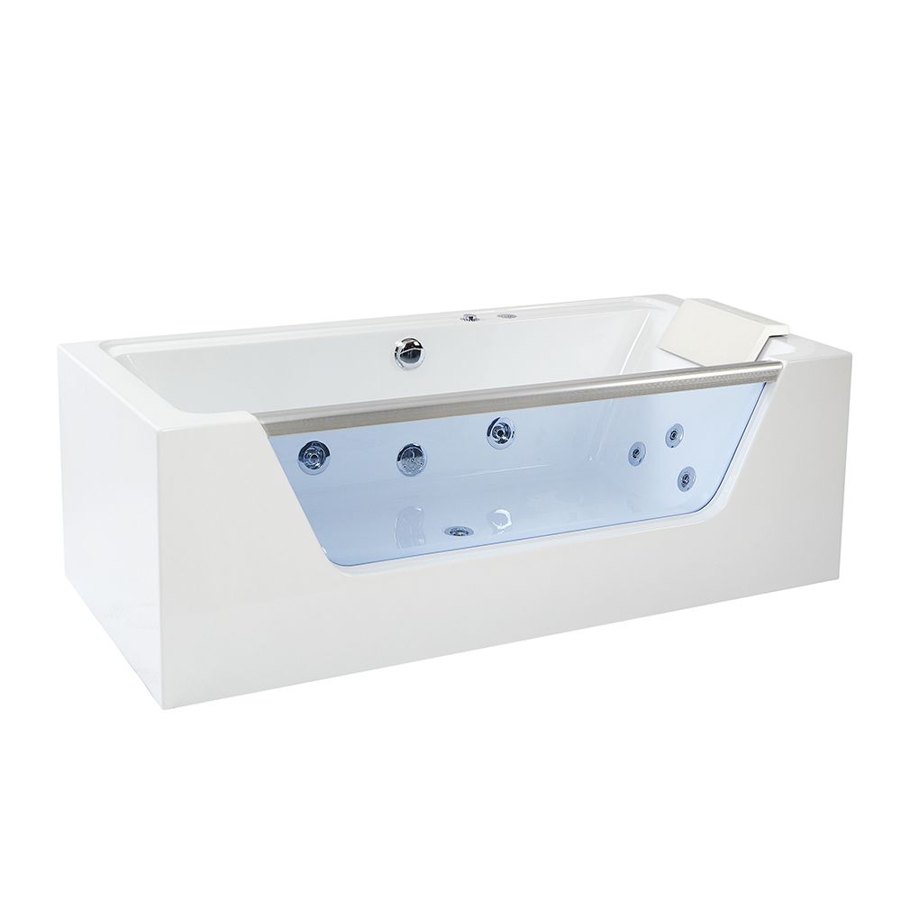 Milano Breeze - Whirlpool Double Ended Spa Bath - 1700mm x 800mm - Chrome