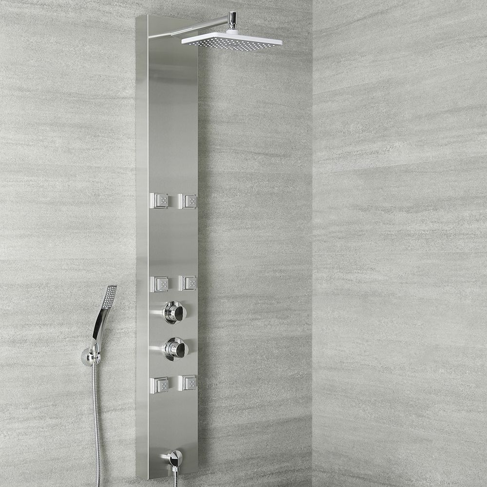Milano Easton - Modern Exposed Thermostatic Shower Tower Panel with ...