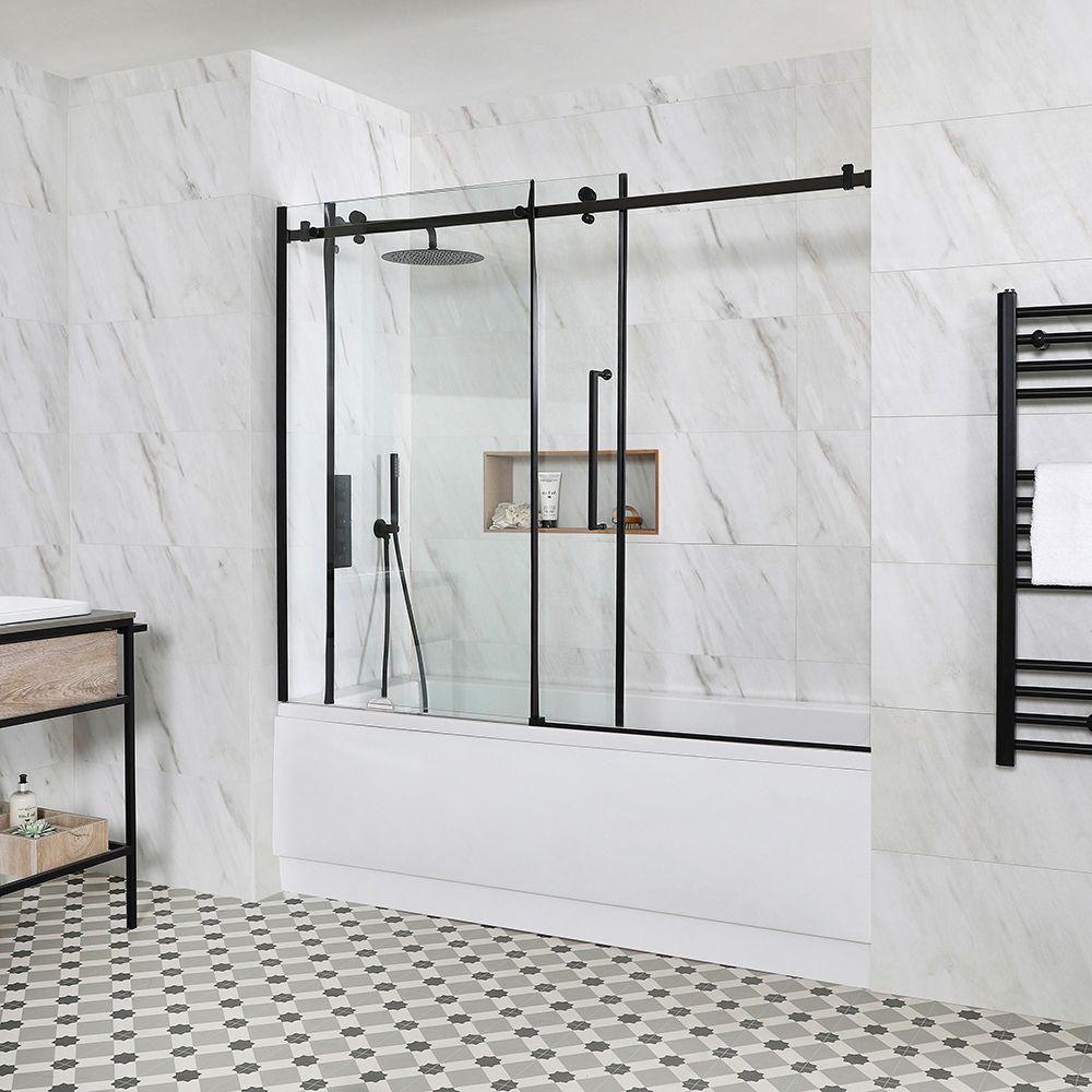 Milano Elswick - Standard Single Ended Bath with Black Sliding Bath ...