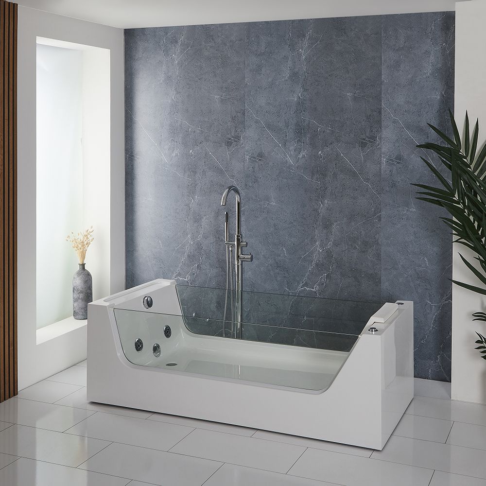 Milano Breeze - Whirlpool Single Ended Spa Bath - 1800mm x 800mm - Chrome