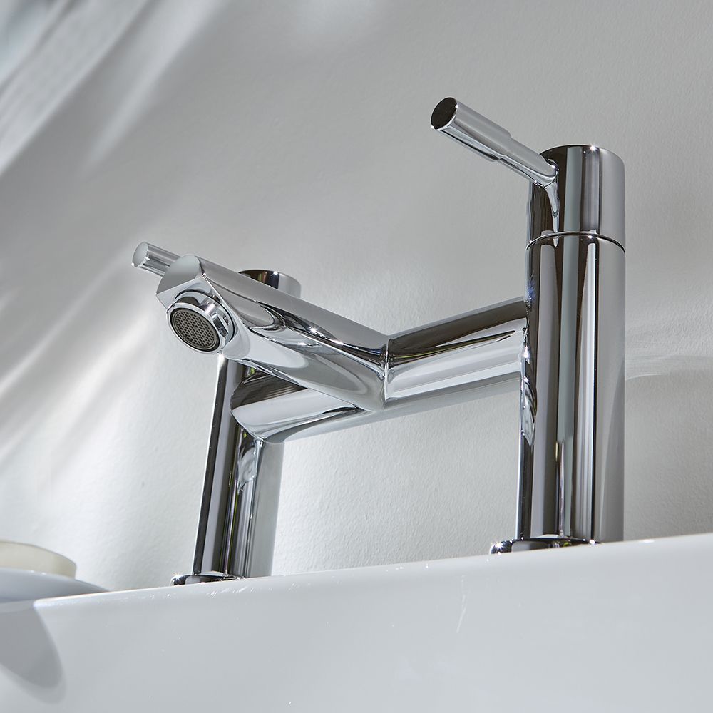 Milano - Modern Round High Rise Basin Mixer and Bath Filler Mixer Tap ...