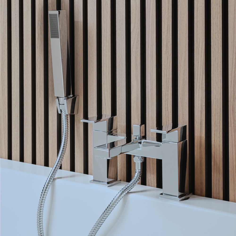 Milano - Modern Square High Rise Basin Mixer and Bath Shower Mixer Tap ...