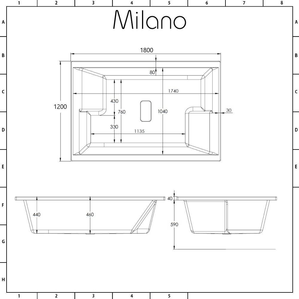 Milano Serene - Double-Ended Deep Inset Bath - 1800mm x 1200mm - Choice ...