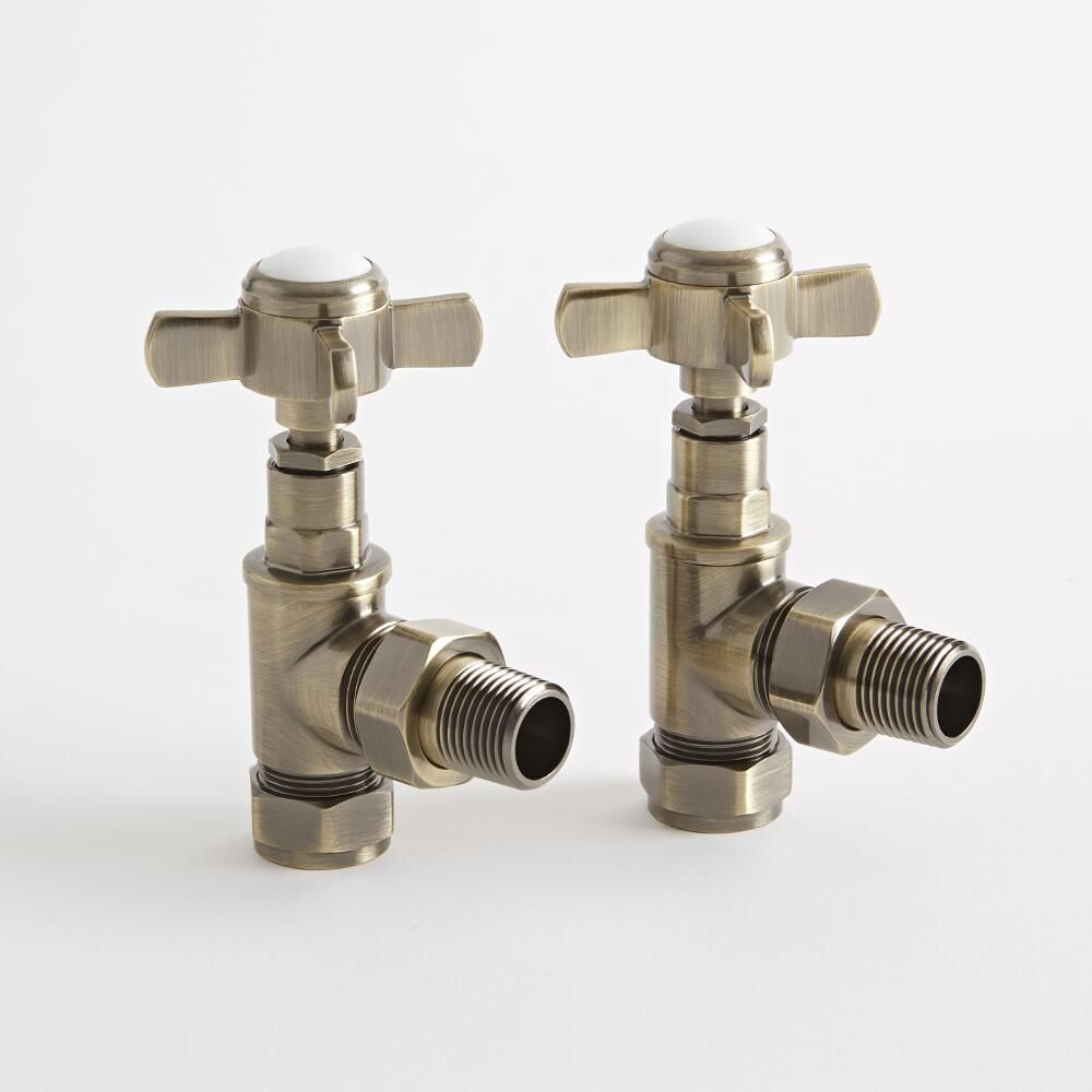 Milano - Traditional Pipe and Angled Radiator Valve Set - Dark Brushed ...