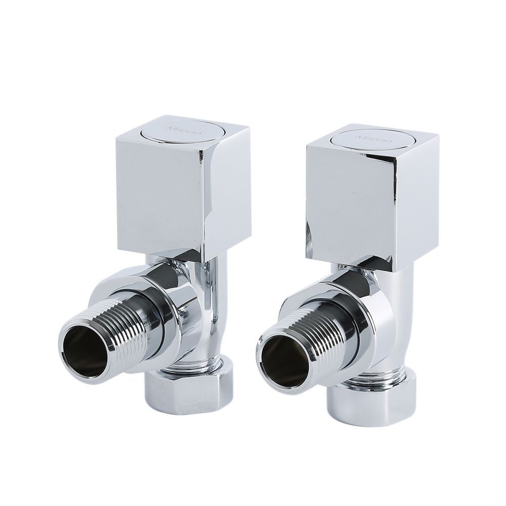 Milano - Modern Square Angled Radiator Valves - Choice of Finish
