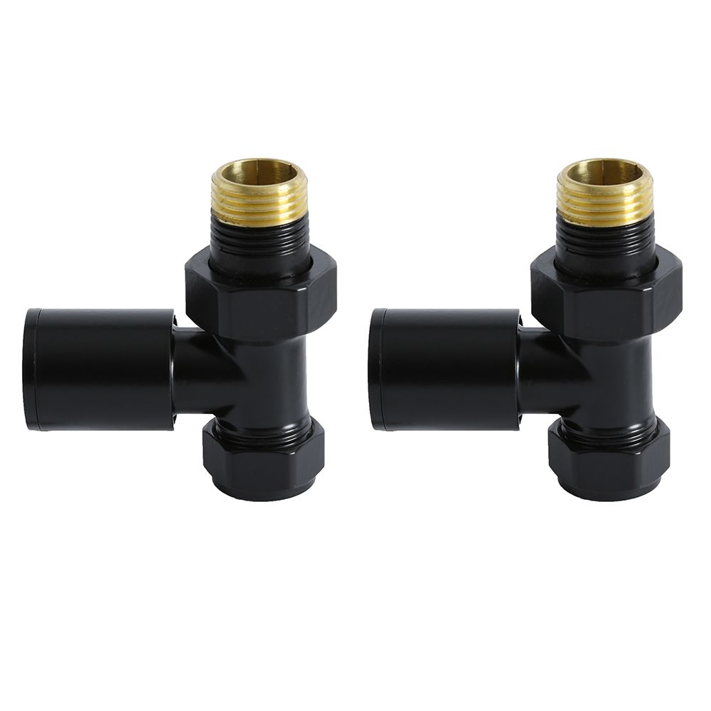 Milano - Matt Black Modern Straight Radiator Valves