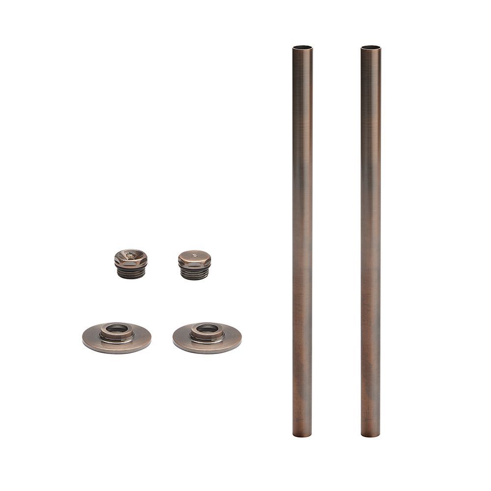 Milano - Modern Pipe and Angled Radiator Valve Set - Brushed Bronze