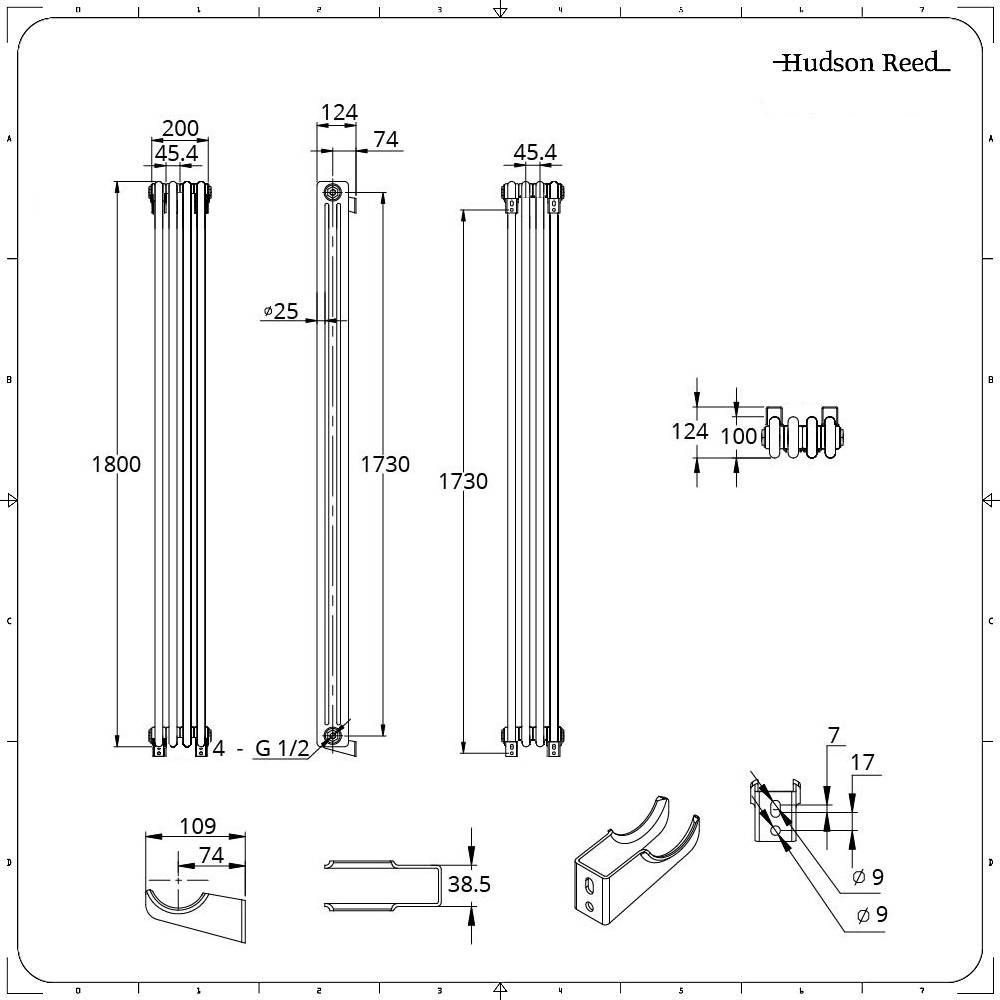 Milano Windsor - White Vertical Traditional Column Radiator - 1800mm x ...