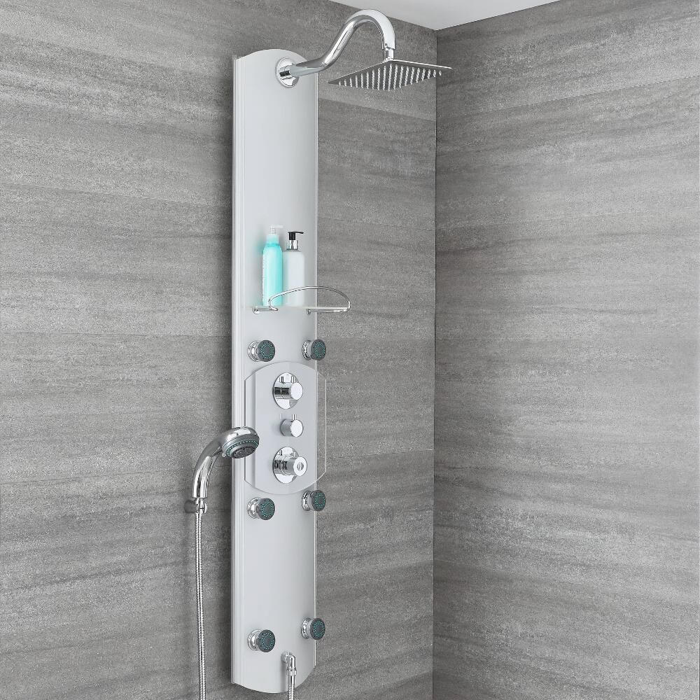 Milano Baya - Modern Exposed Thermostatic Aluminium Shower Tower Panel ...