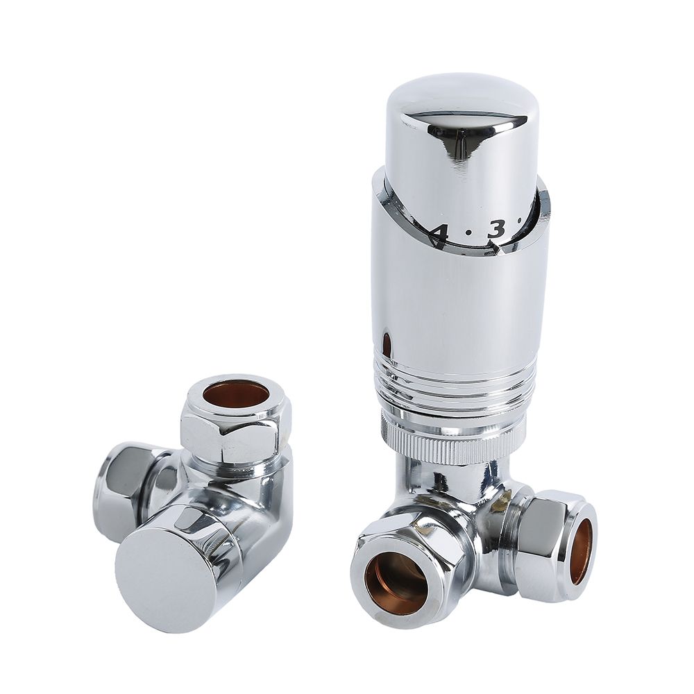 Milano - Thermostatic Corner Radiator Valve and Lockshield - Choice of ...