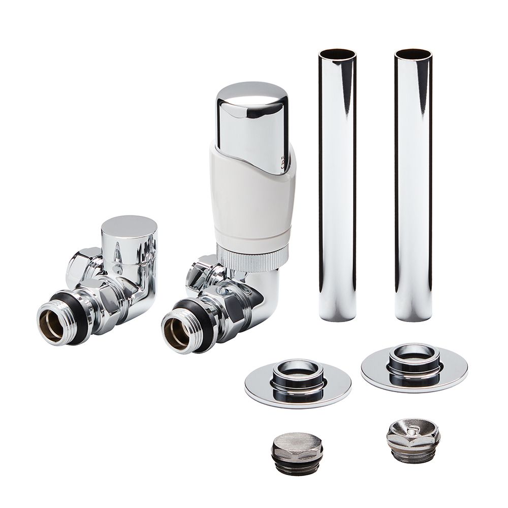 Milano - Thermostatic Corner Radiator Valve and Pipe Sleeve Set ...