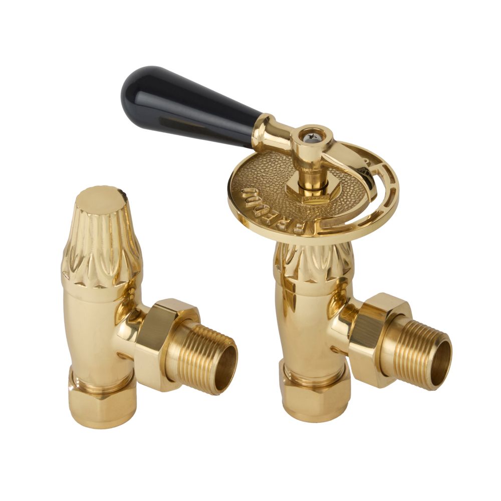 Milano - Traditional Angled Thermostatic Radiator Valves - Polished Brass