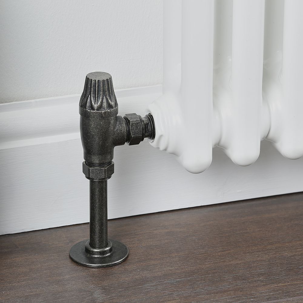 Milano Windsor - Pewter Thermostatic Antique Style Angled Radiator ...