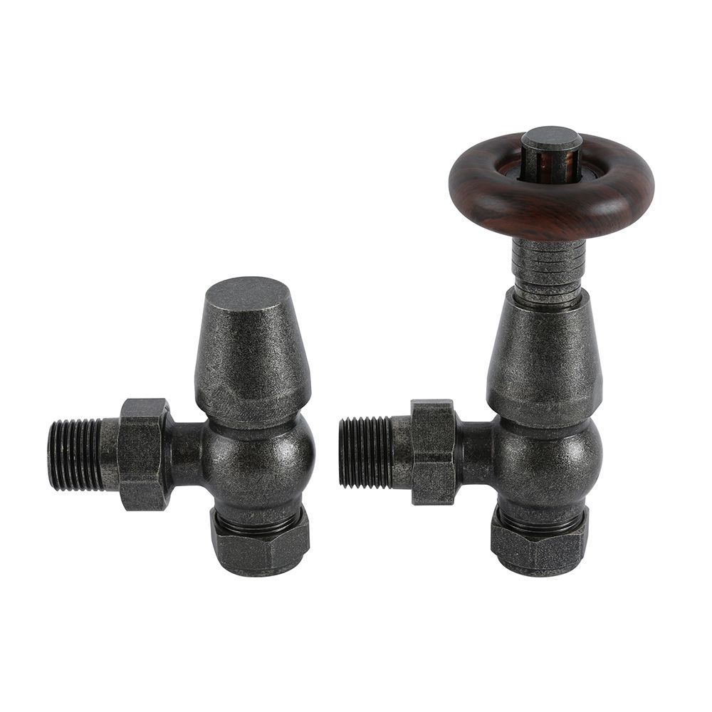 Milano Windsor - Pewter Traditional Thermostatic Angled Radiator Valves ...