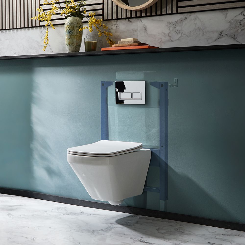 Milano Farington - White Modern Rimless Wall Hung Toilet with Short ...