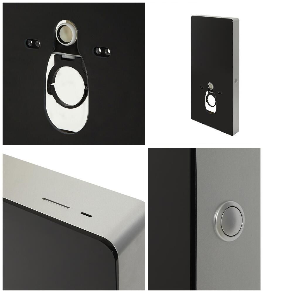 Milano Nero - Black Modern 500mm Compact WC Unit with Wall Hung Toilet ...