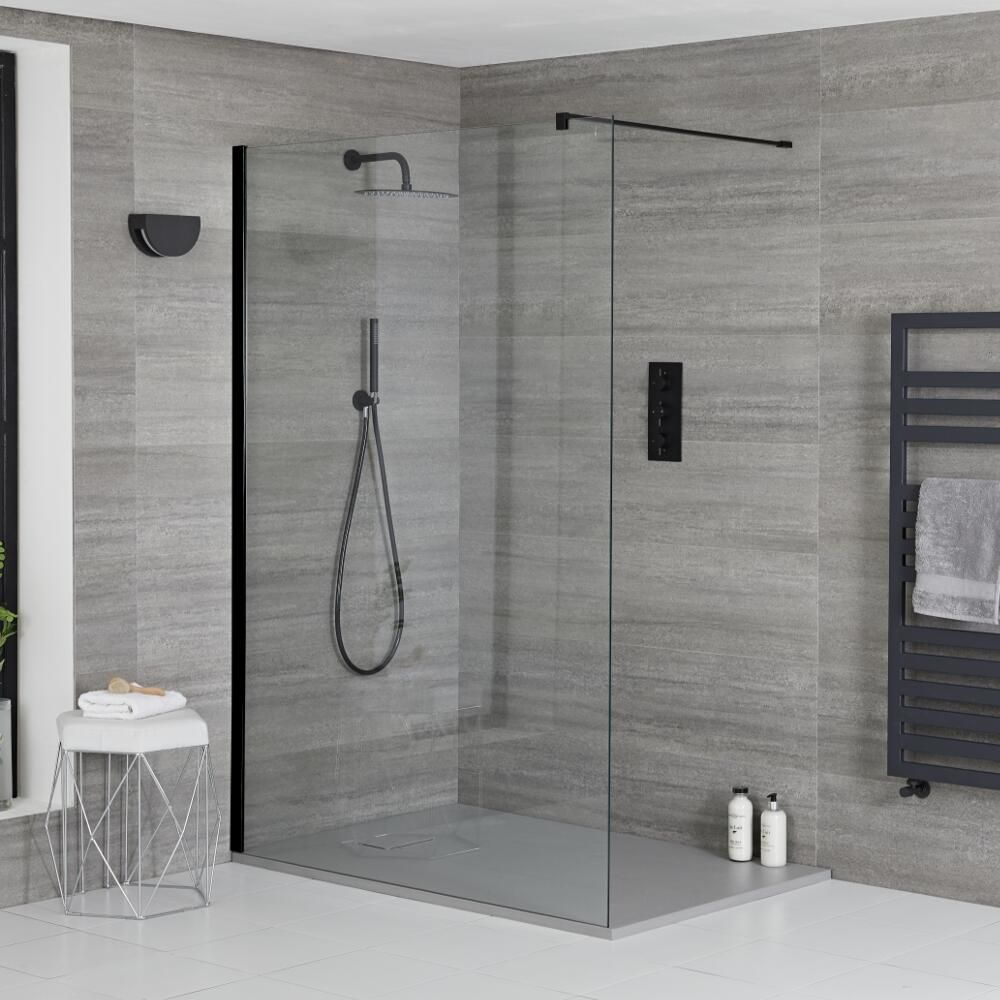 Milano Nero - Walk-In Shower Enclosure with Slate Tray - Choice of Sizes