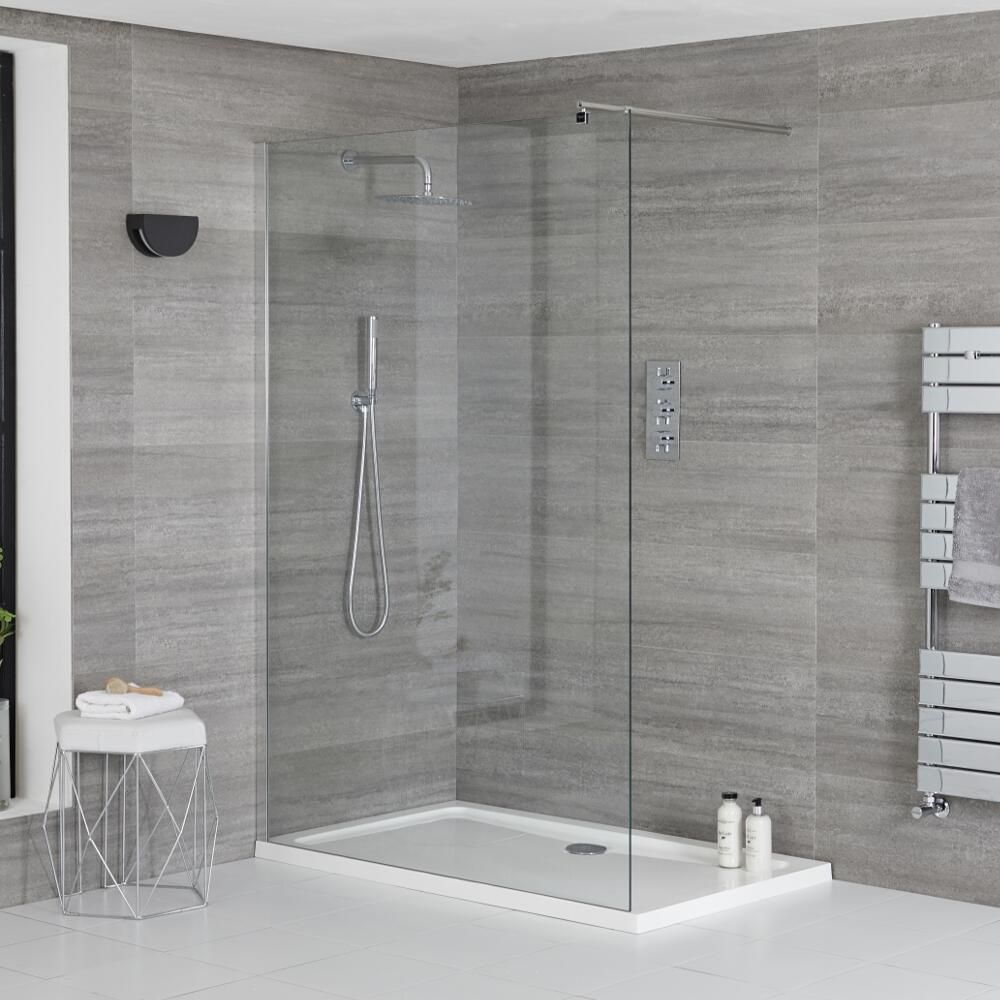 Milano Portland - Chrome Walk-In Shower Enclosure with Tray - Choice of ...