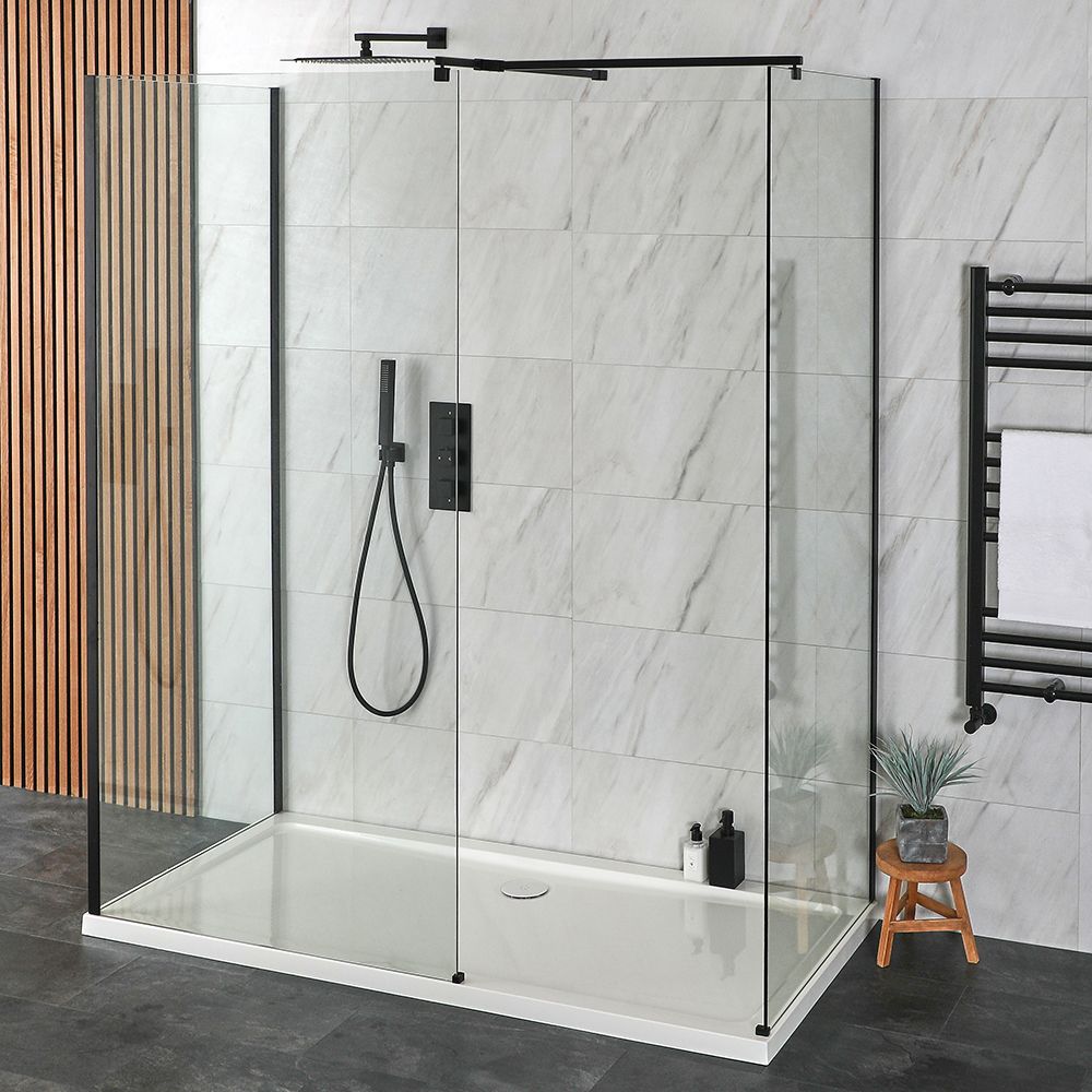 Milano Nero - 3 Sided Walk-In Shower Enclosure with Tray - Choice of Sizes