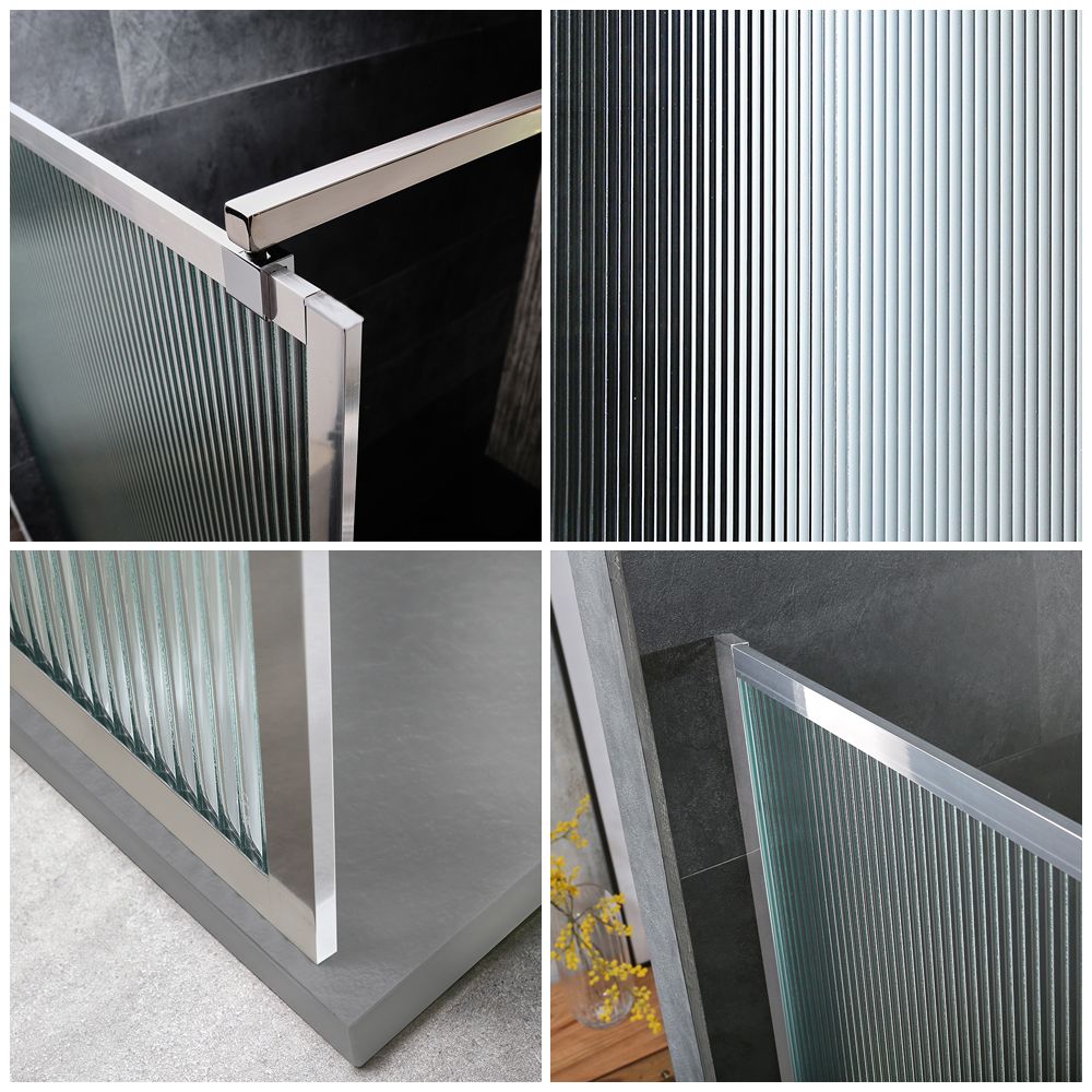 Milano Florence - 1950mm Fluted Glass Wet Room Screen - Chrome - Choice ...