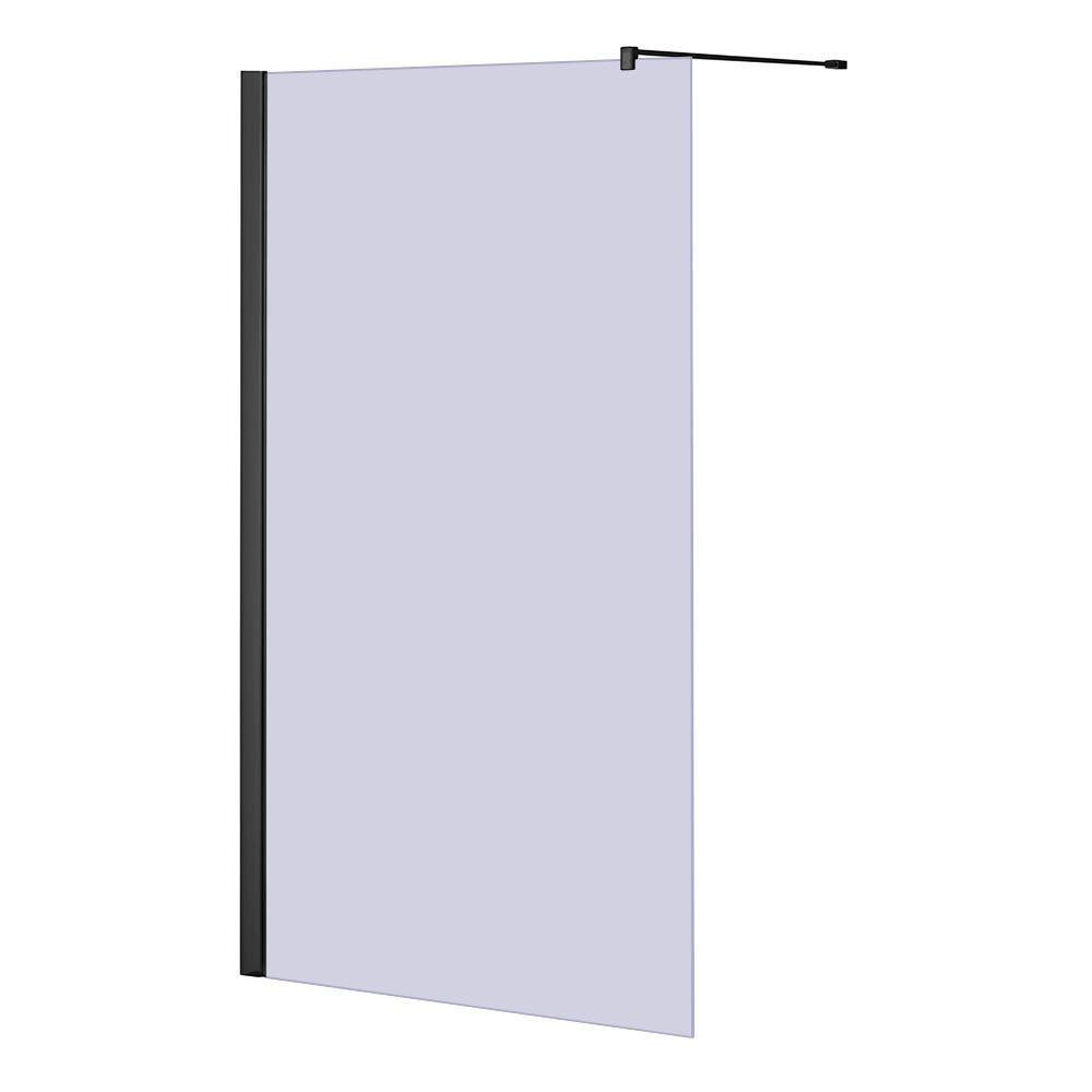 Milano Nero-Luna - 1950mm Smoked Glass Wet Room Screen - Black - Choice of Sizes and Hinged ...