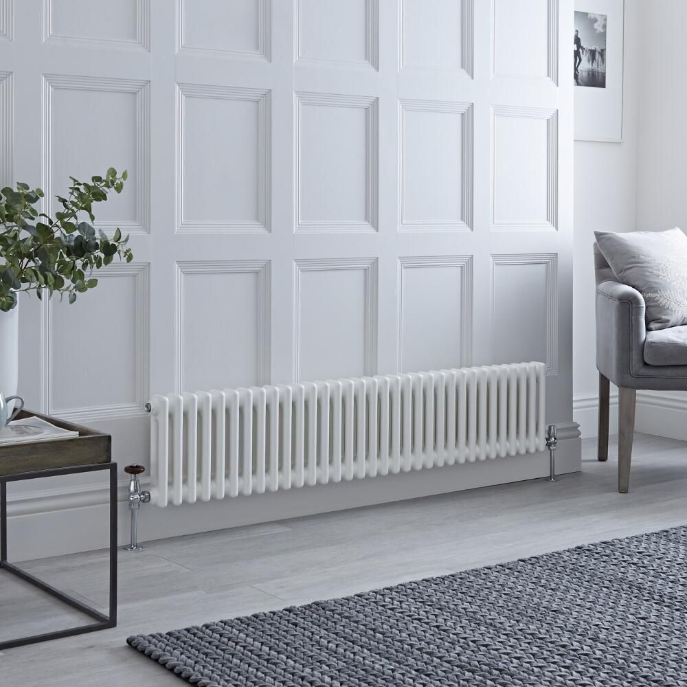 Milano Windsor - White Horizontal Traditional Column Radiator - 300mm x ...