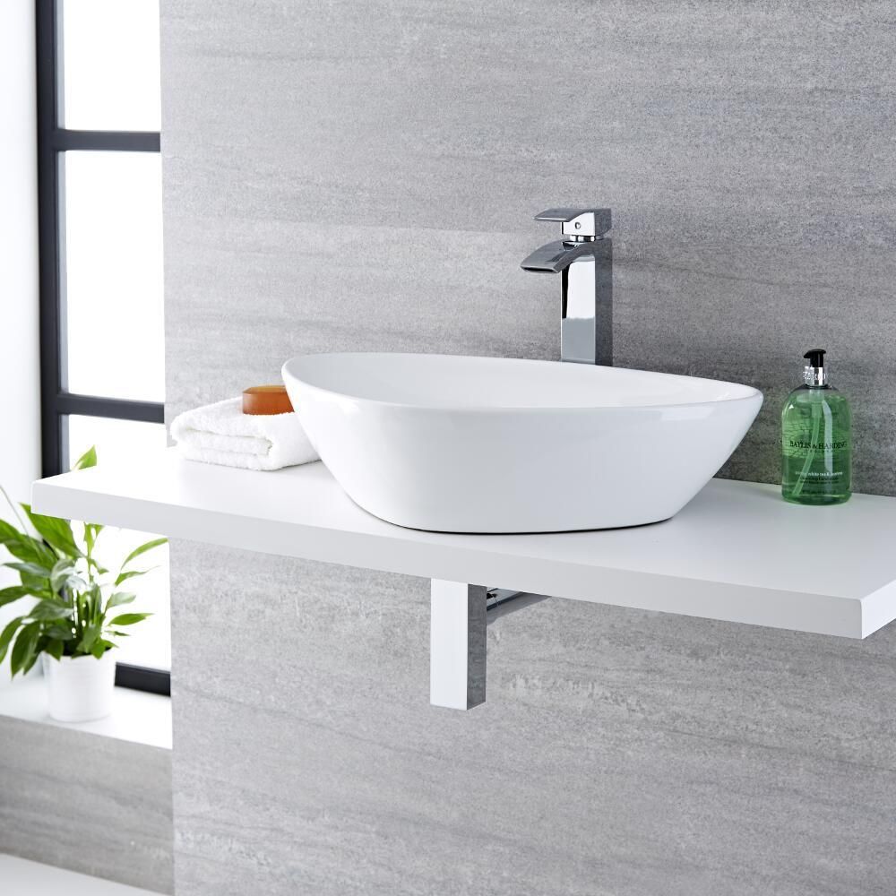 Milano Select - White Modern Countertop Basin - 590mm x 390mm (No Tap ...