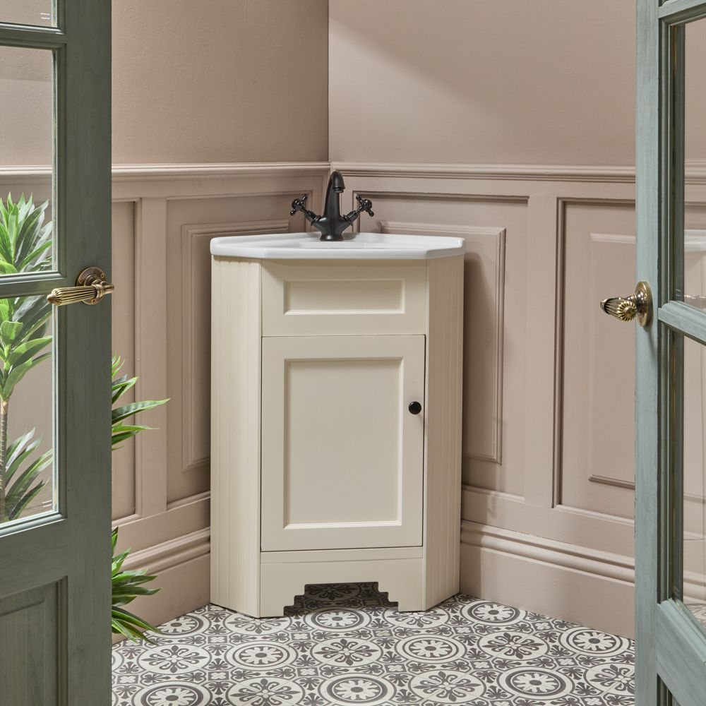 Milano Thornton - 580mm Traditional Cloakroom Corner Vanity Unit with ...