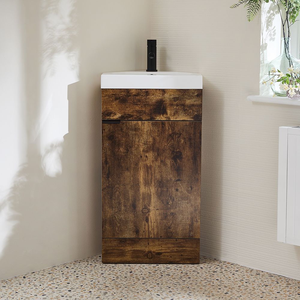 Milano Lurus - 450mm Modern Cloakroom Corner Vanity Unit with Basin ...