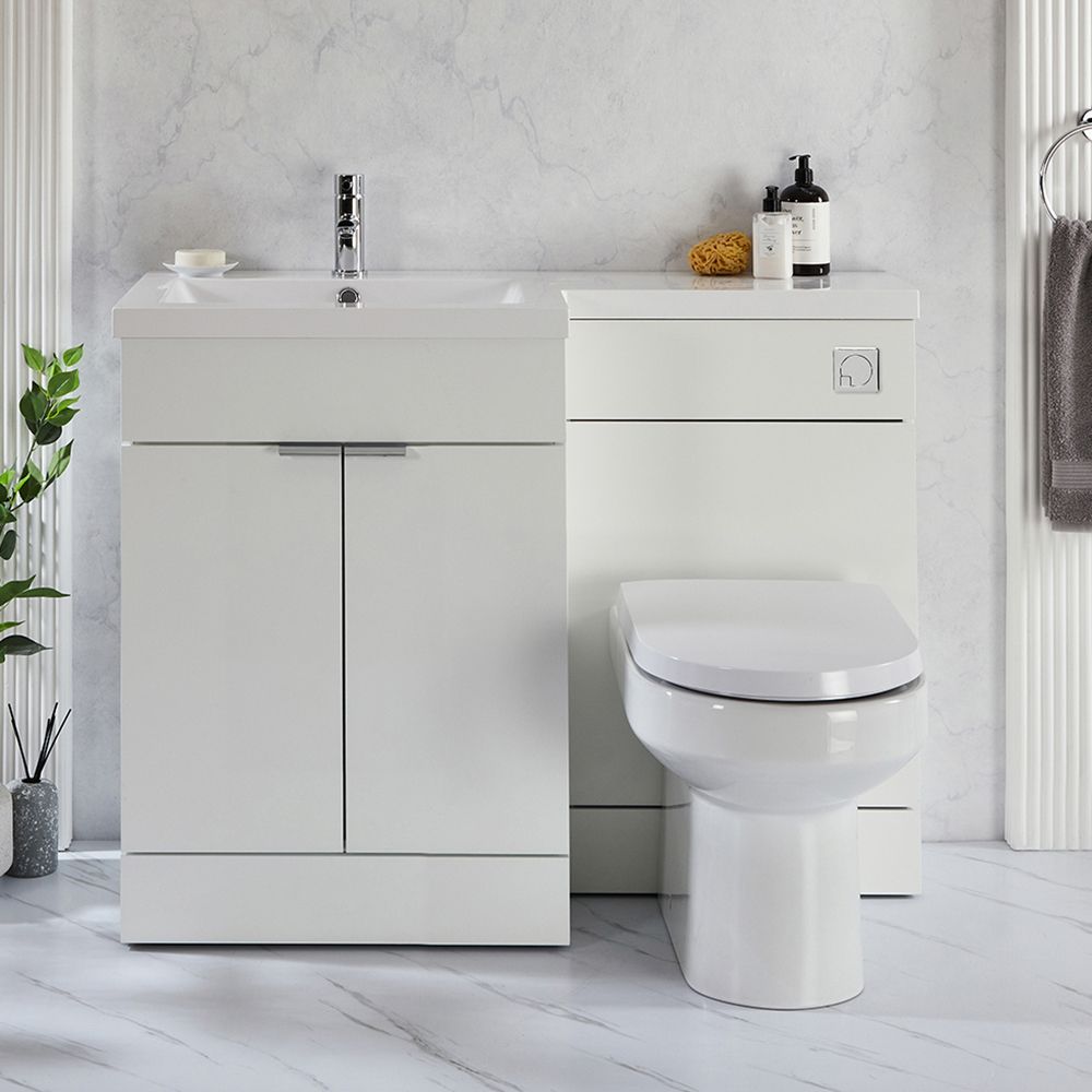 Milano Lurus - 1105mm Modern Vanity and WC Combination Unit with Ballam ...