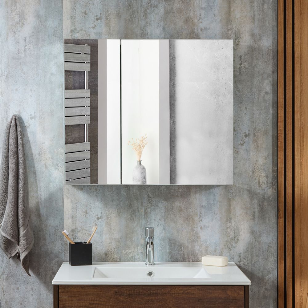 Milano Cleo - Modern Mirrored Cabinet - 760mm x 660mm