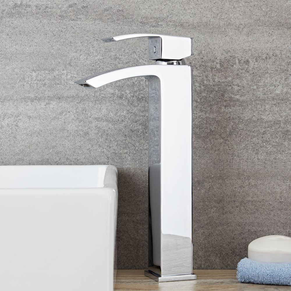 Milano Wick - Modern High Rise Mono Basin Mixer Tap - Chrome