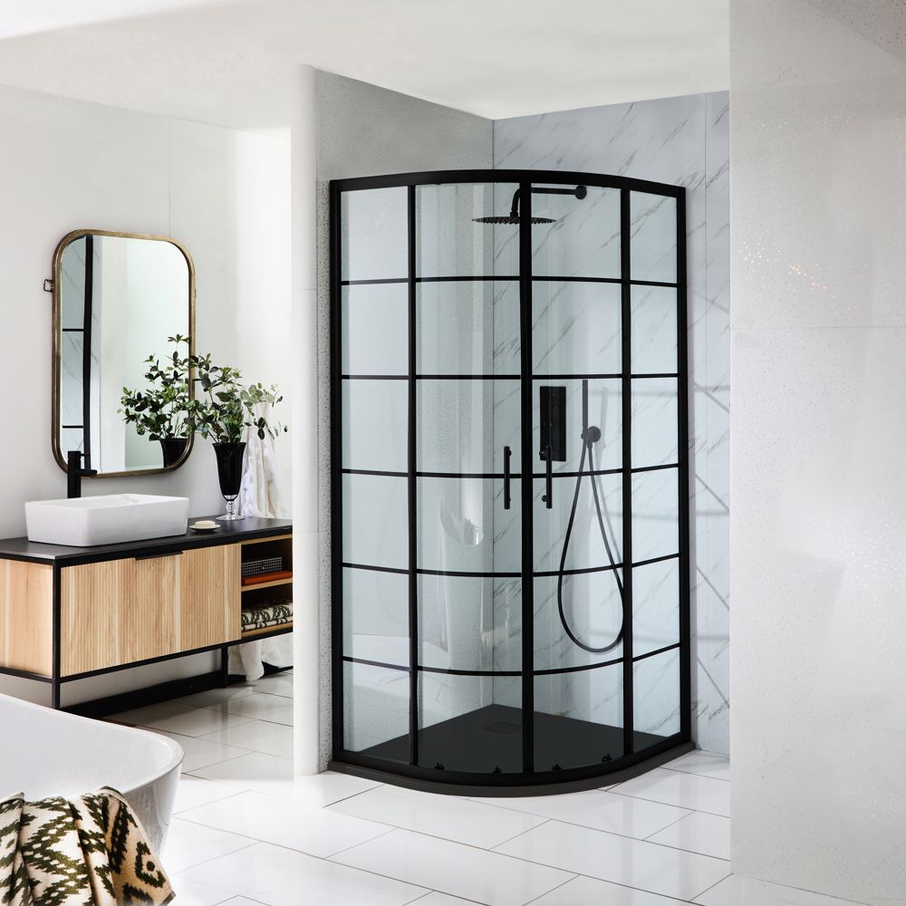 Milano Barq - Black 900mm Quadrant Shower Enclosure with Slate Tray ...