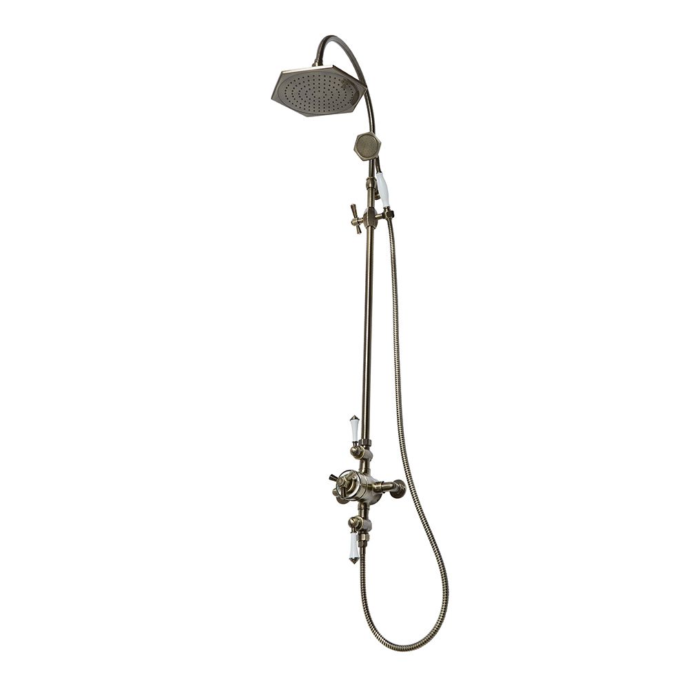 Milano Earlham - Art Deco Triple Exposed Thermostatic Shower with Rigid ...