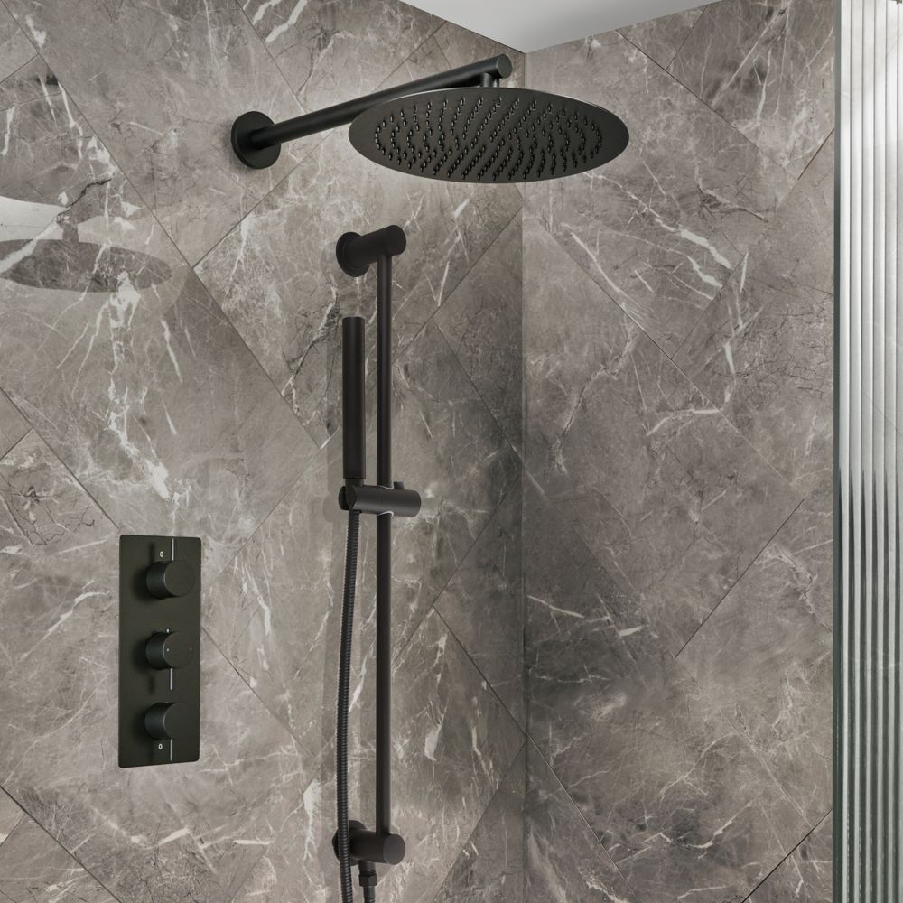 Milano Otto - Modern Thermostatic Shower with Triple Valve, Wall ...