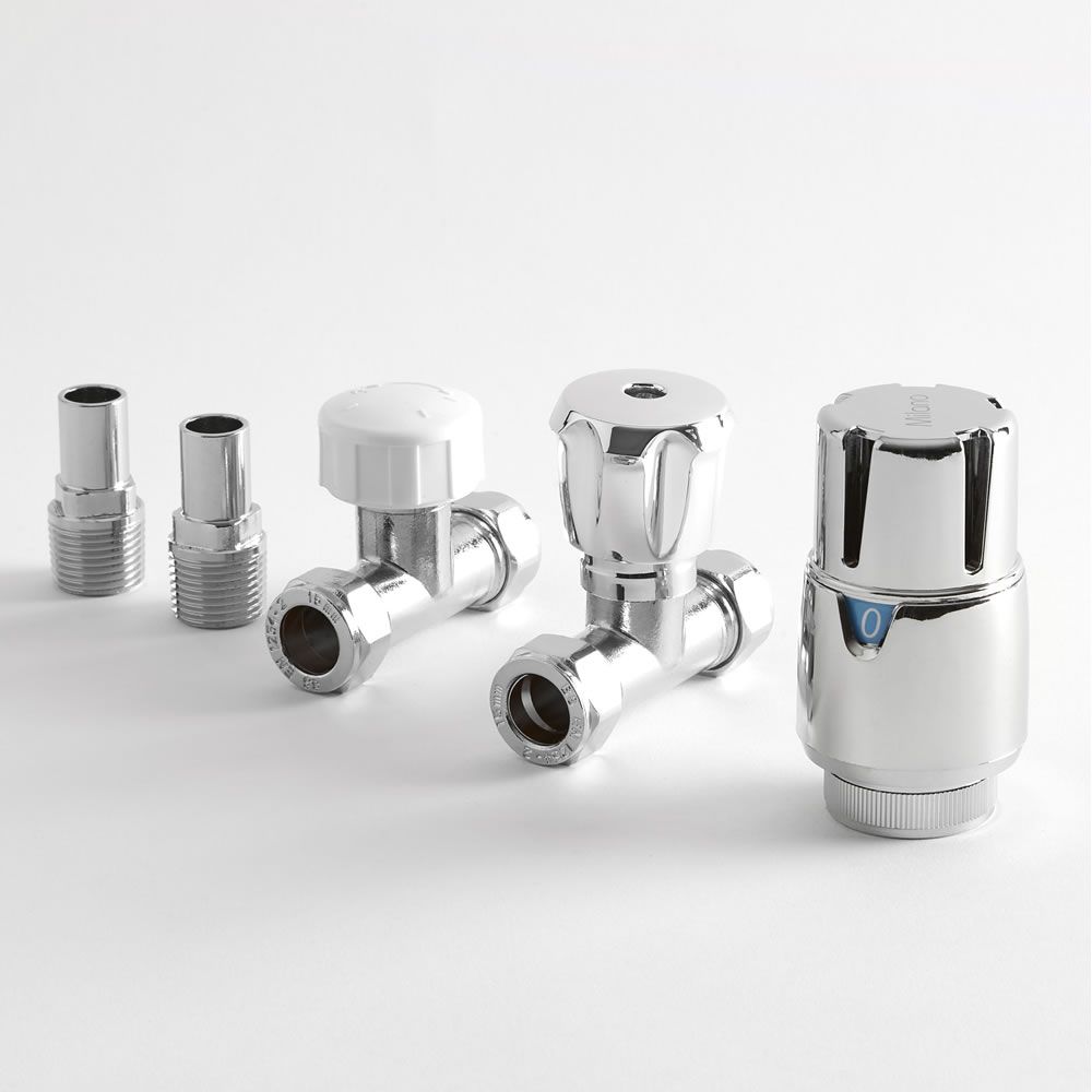 Milano - Chrome Thermostatic Straight Radiator Valves (Pair)